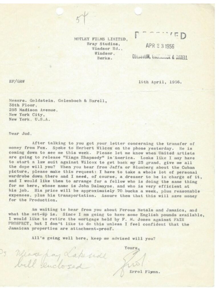 New Errol Flynn Letters! « The Errol Flynn Blog